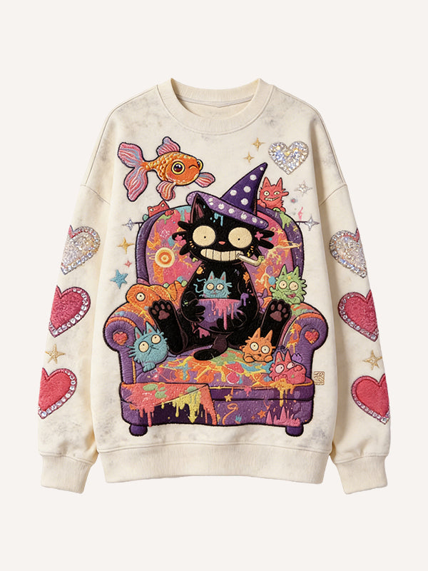 Love in the Eyes of a Black Cat Crew Neck Sweatshirt – snullo.co