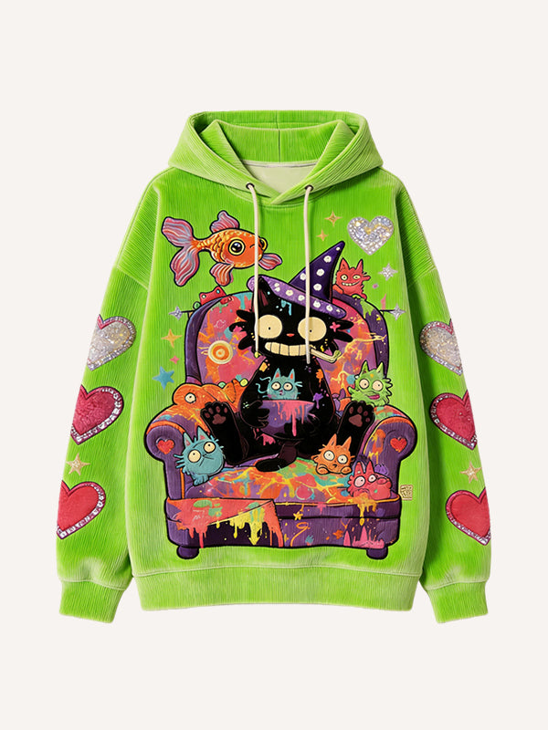 Love in the Eyes of a Black Cat Hooded Sweatshirt – snullo.co