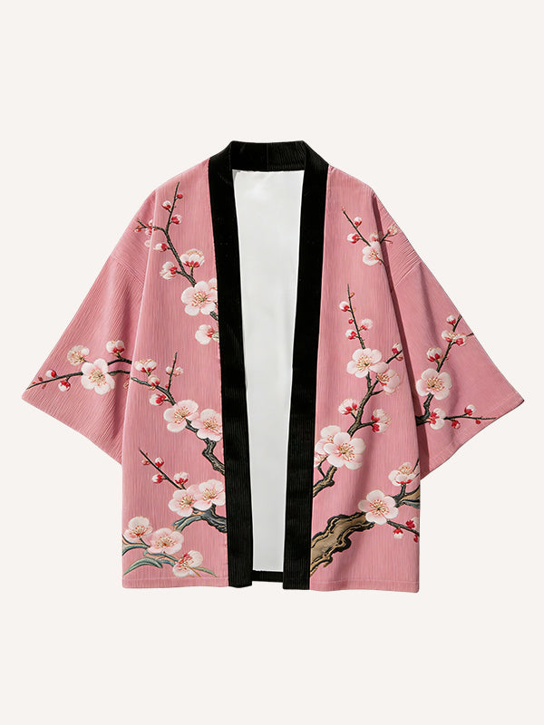 High-end cardigan robe with plum blossom print in winter – snullo.co